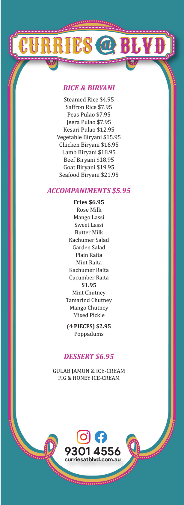 View Menus - Curries At Blvd